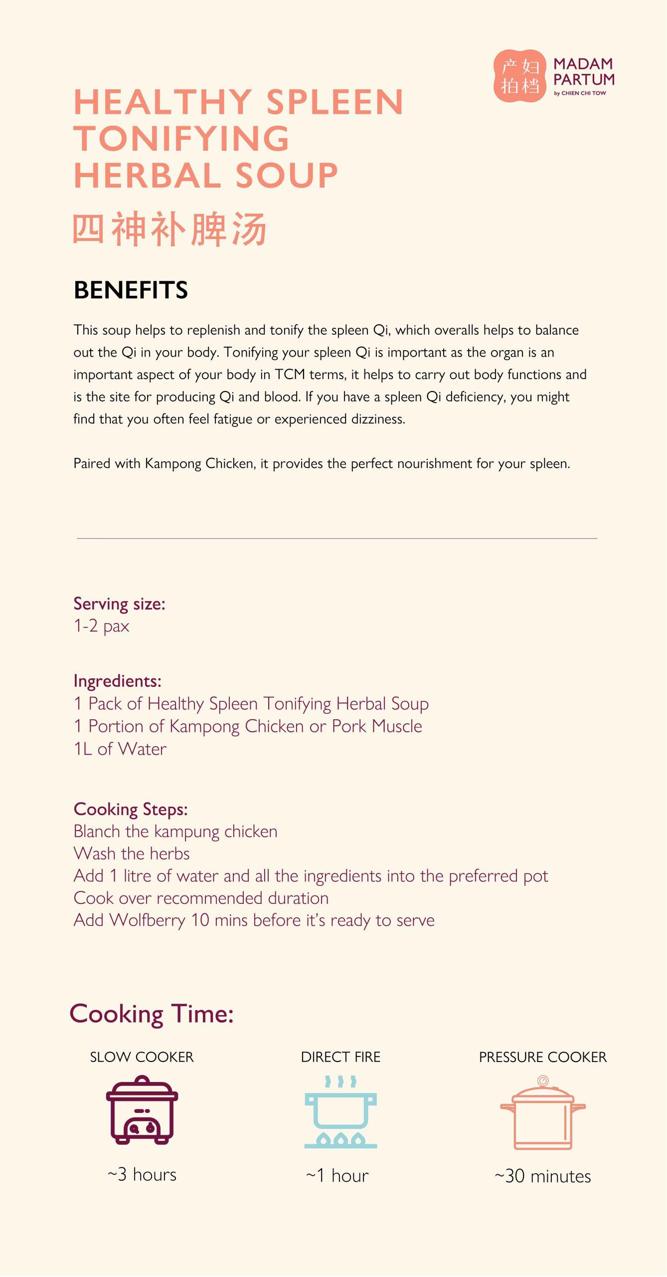 Healthy Spleen Tonifying Herbal Soup - Madam Partum